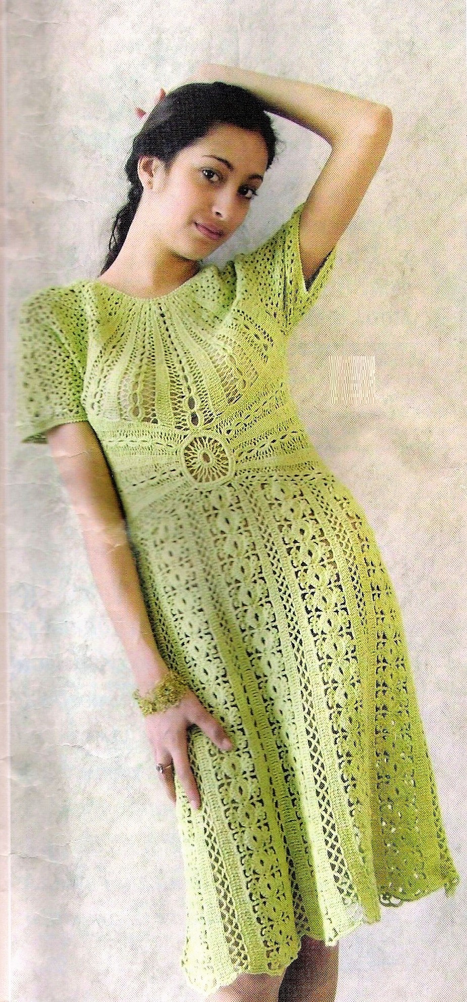 Оливковое платье крючком - Lilia Vignan